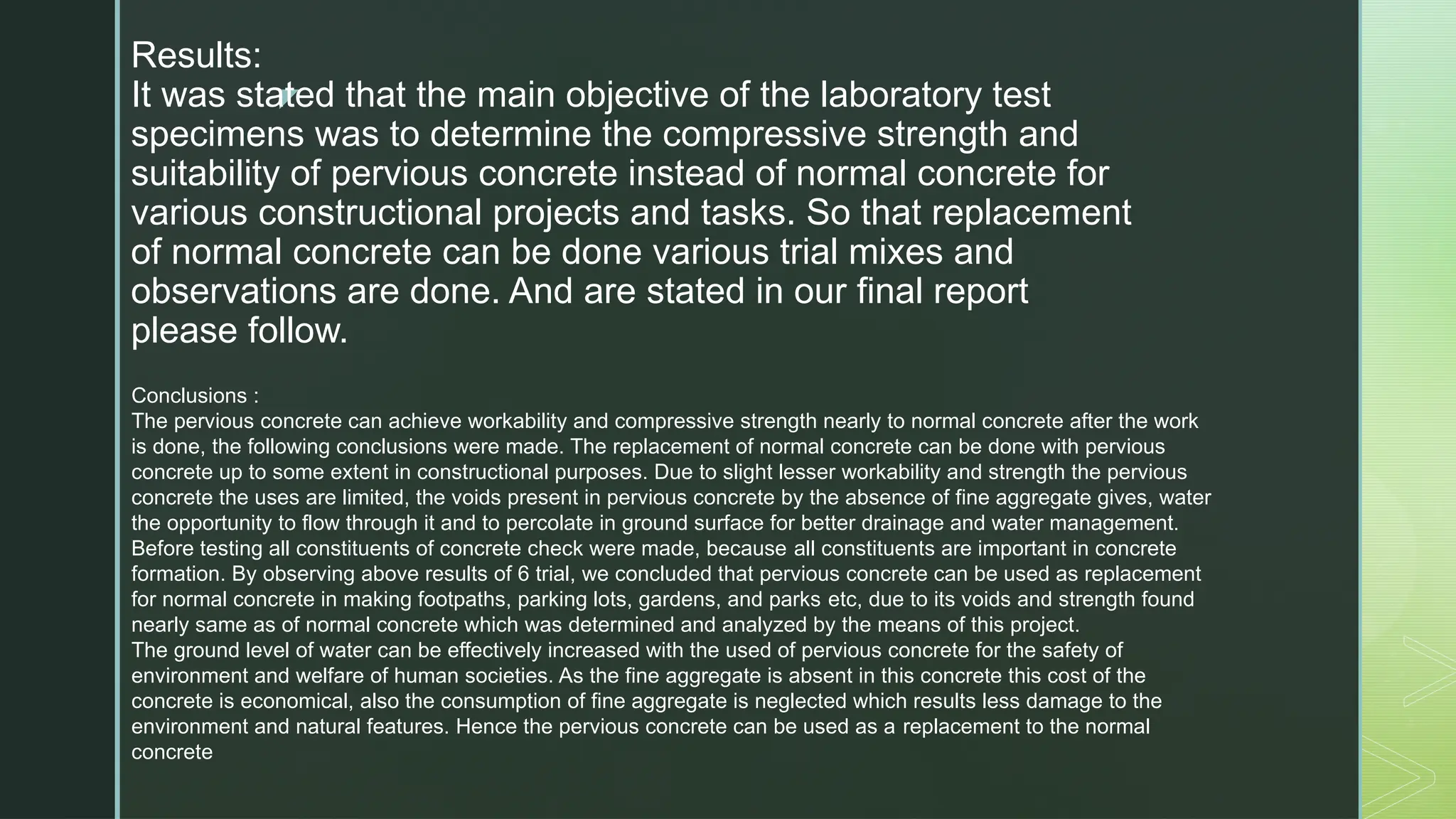 CAPSTONE PPT ON COMPARISON BETWEEN NORMAL AND PERVIOUS CONCRETE | PPTX