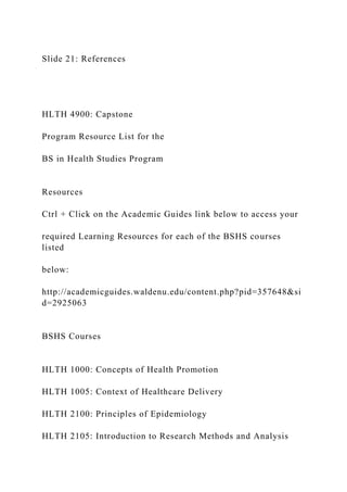 Capstone Project Guide This guide provides an overview of .docx | Education