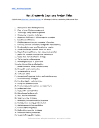 1000+ Free Capstone Project Ideas | Titles | Topics 2019 | PDF