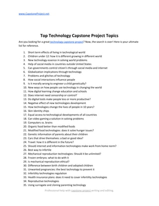 1000+ Free Capstone Project Ideas | Titles | Topics 2019 | PDF