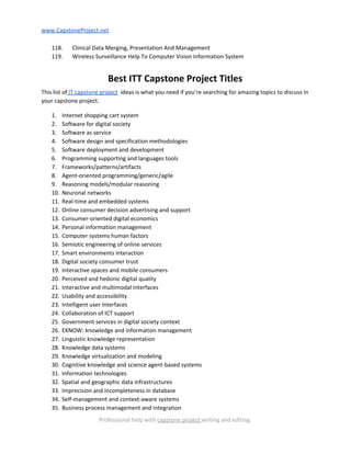 1000+ Free Capstone Project Ideas | Titles | Topics 2019 | PDF