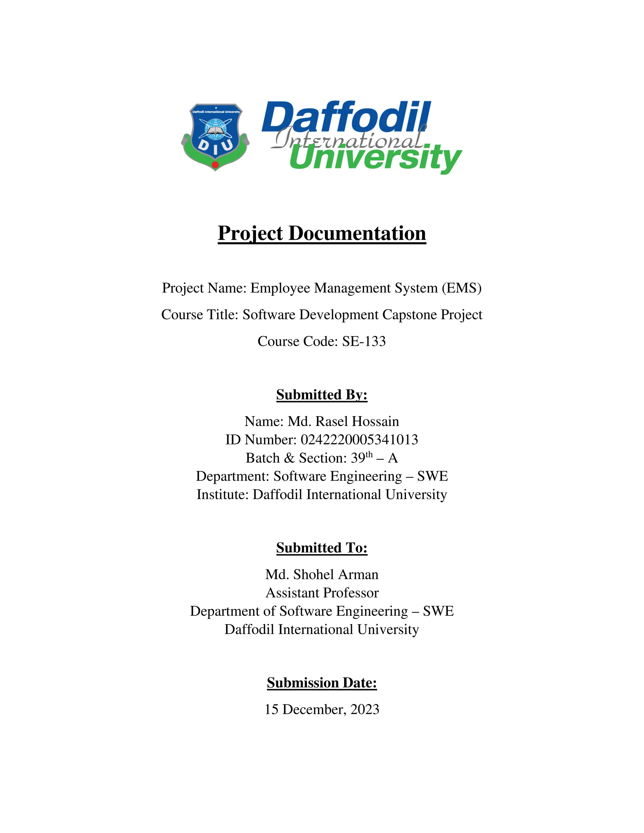 Employee Management System (EMS) Project Documentation | PDF