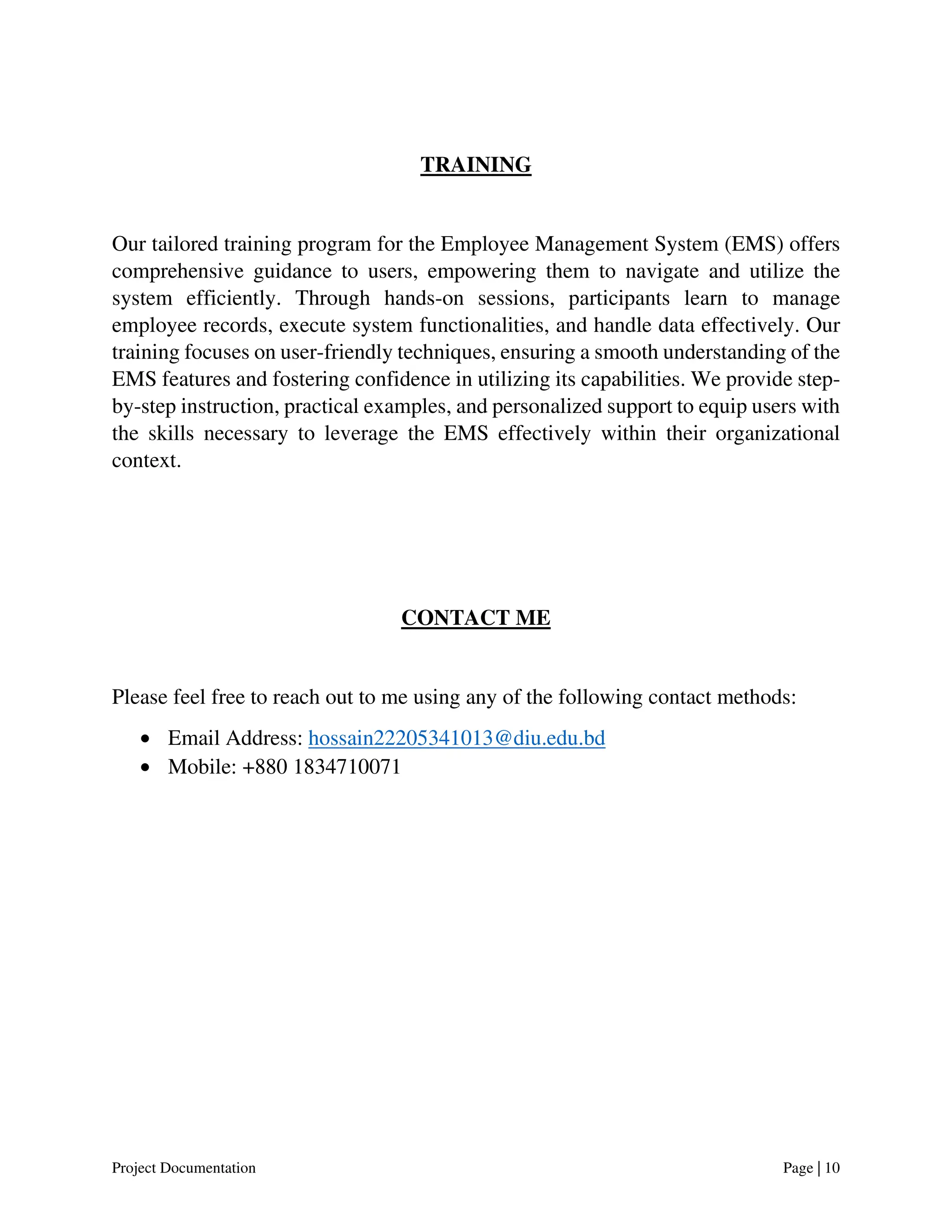 Employee Management System (EMS) Project Documentation | PDF