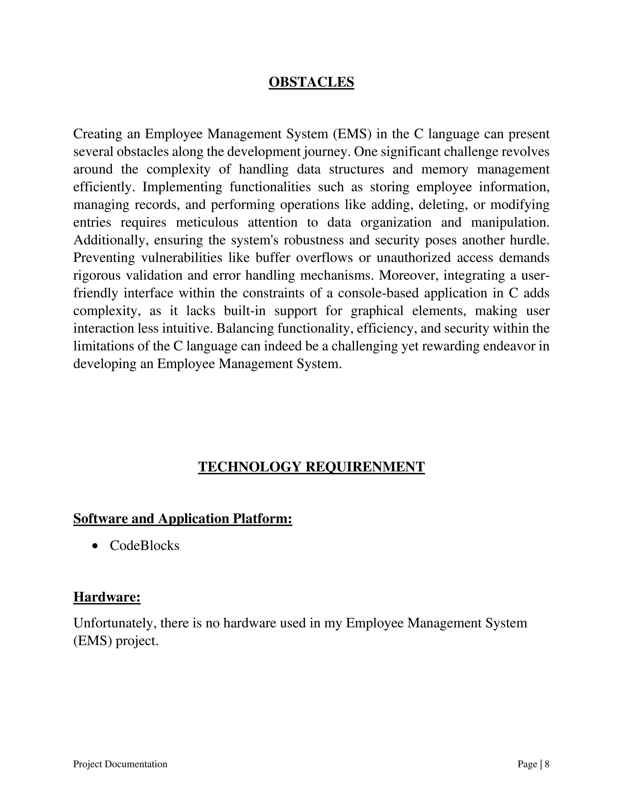 Employee Management System (EMS) Project Documentation | PDF