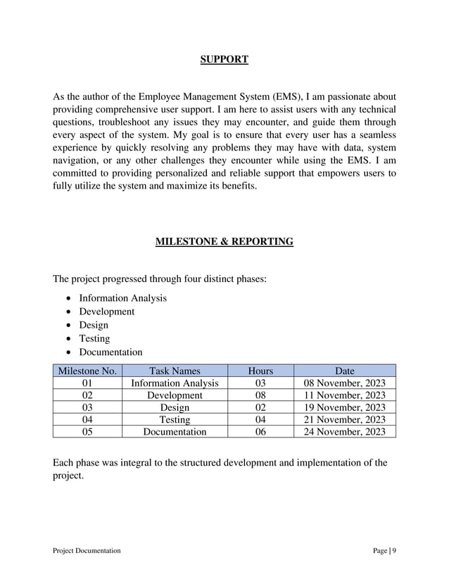 Employee Management System (EMS) Project Documentation | PDF