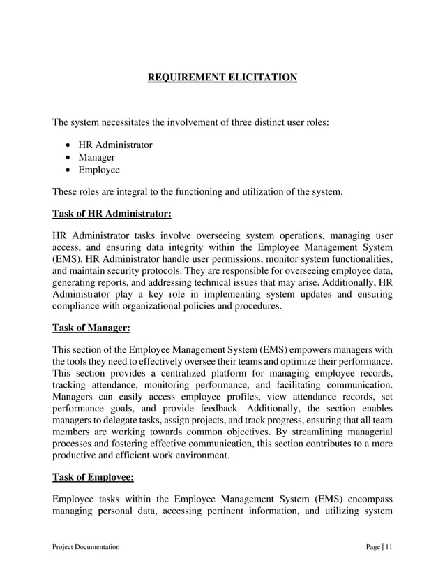 Employee Management System (EMS) Project Documentation | PDF