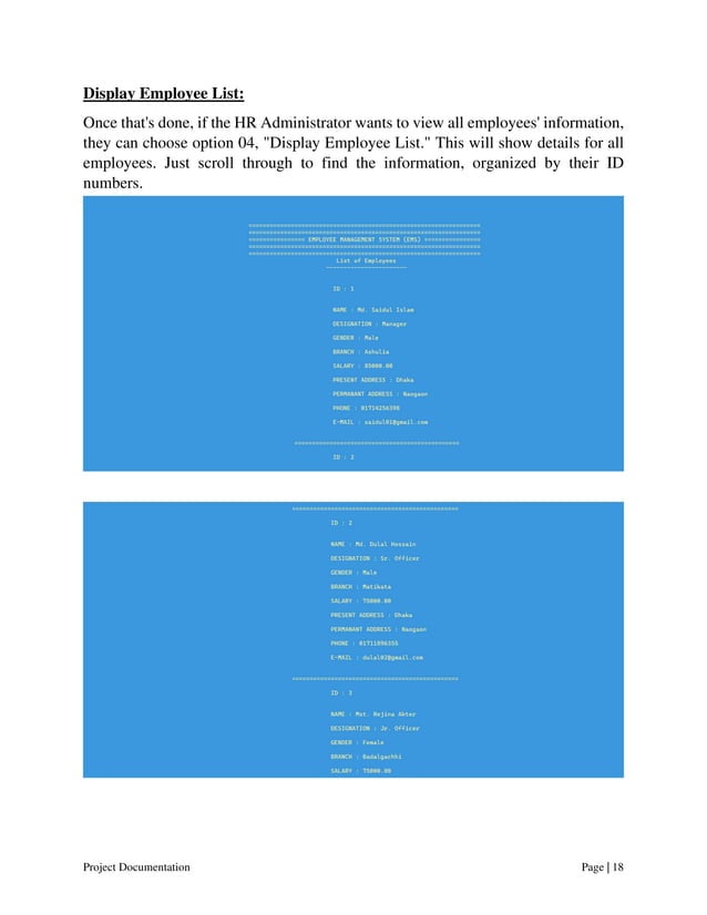 Employee Management System (EMS) Project Documentation | PDF