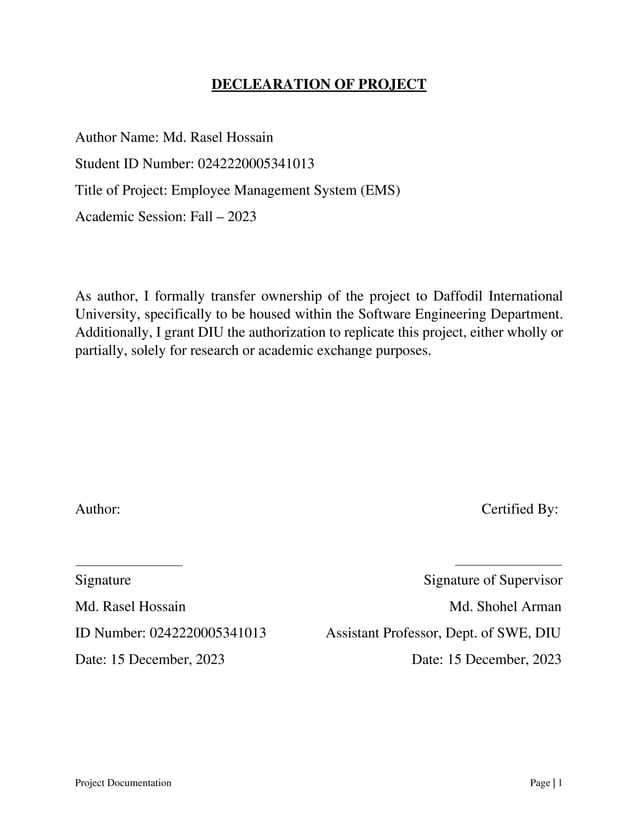 Employee Management System (EMS) Project Documentation | PDF