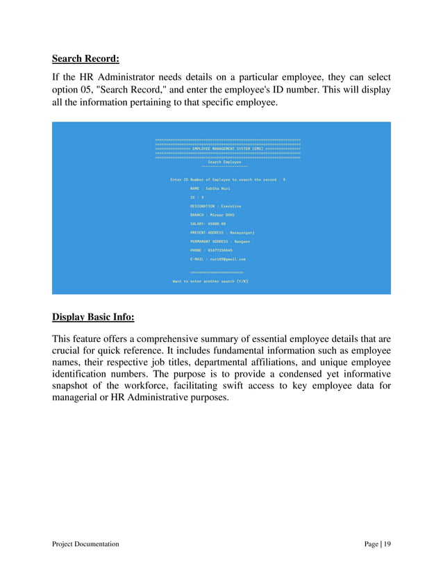 Employee Management System (EMS) Project Documentation | PDF