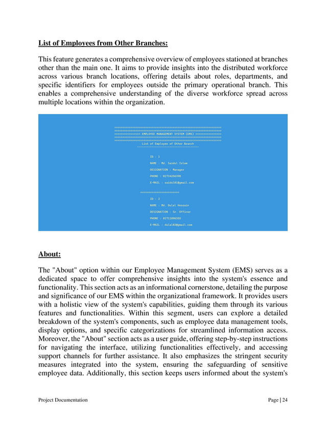 Employee Management System (EMS) Project Documentation | PDF