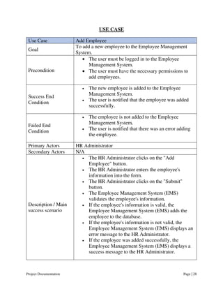 Employee Management System (EMS) Project Documentation | PDF
