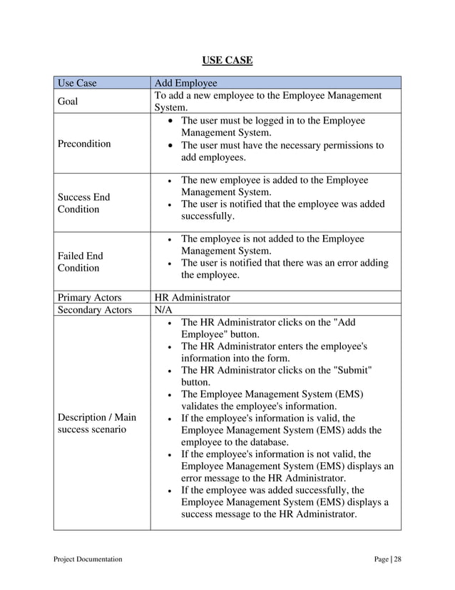 Employee Management System (EMS) Project Documentation | PDF