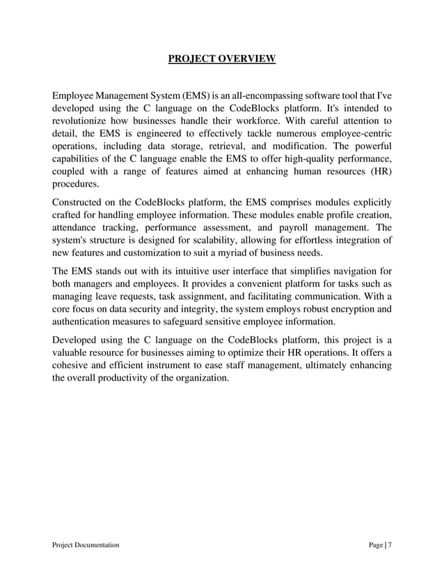 Employee Management System (EMS) Project Documentation | PDF