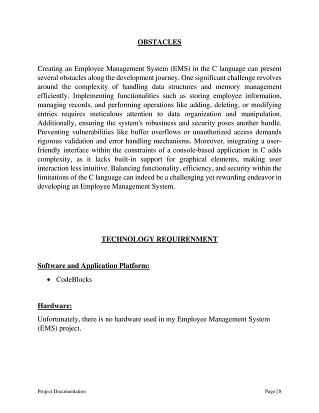 Employee Management System (EMS) Project Documentation | PDF