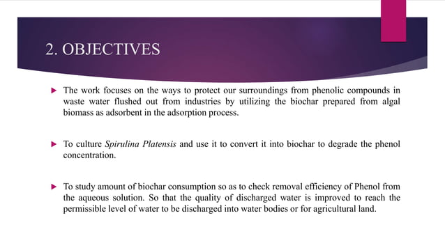 Adsorption of Phenol from Aqueous Solution using Algal Biochar | PPTX ...