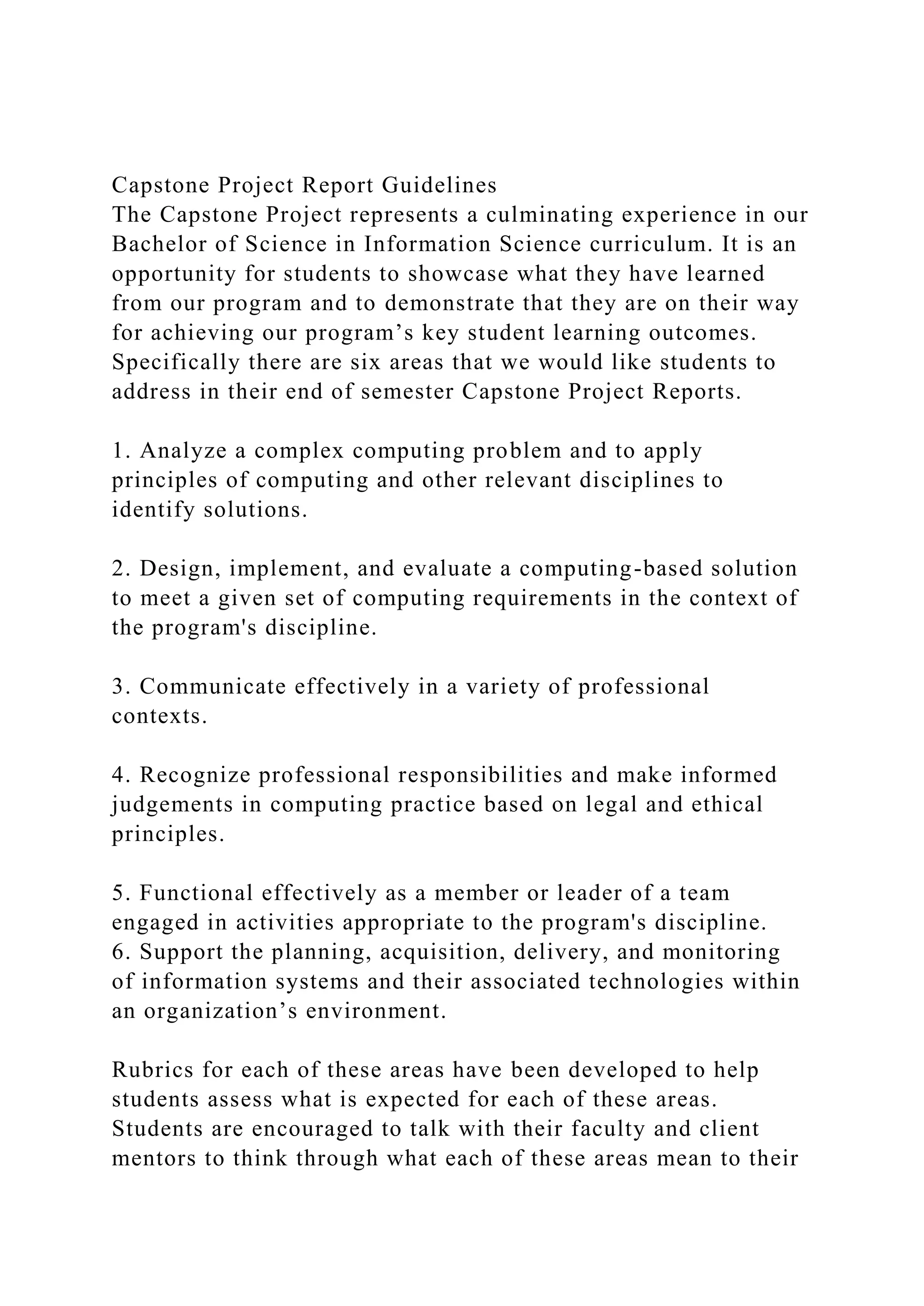 Capstone Project Report GuidelinesThe Capstone Project represent.docx