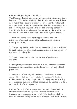 Capstone Project Report GuidelinesThe Capstone Project represent.docx