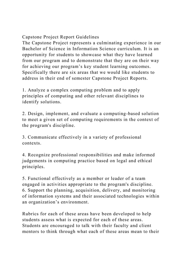 Capstone Project Report GuidelinesThe Capstone Project represent.docx