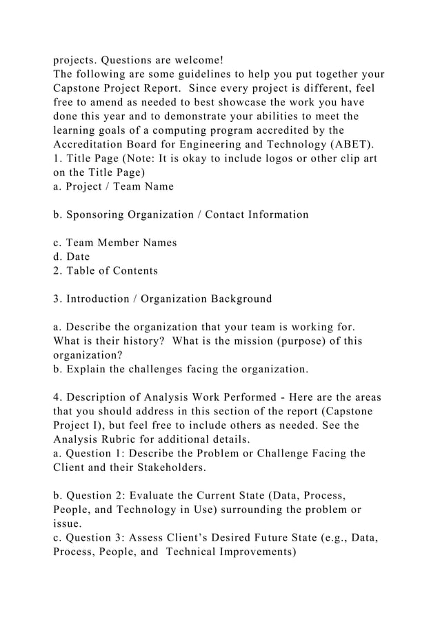 Capstone Project Report GuidelinesThe Capstone Project represent.docx