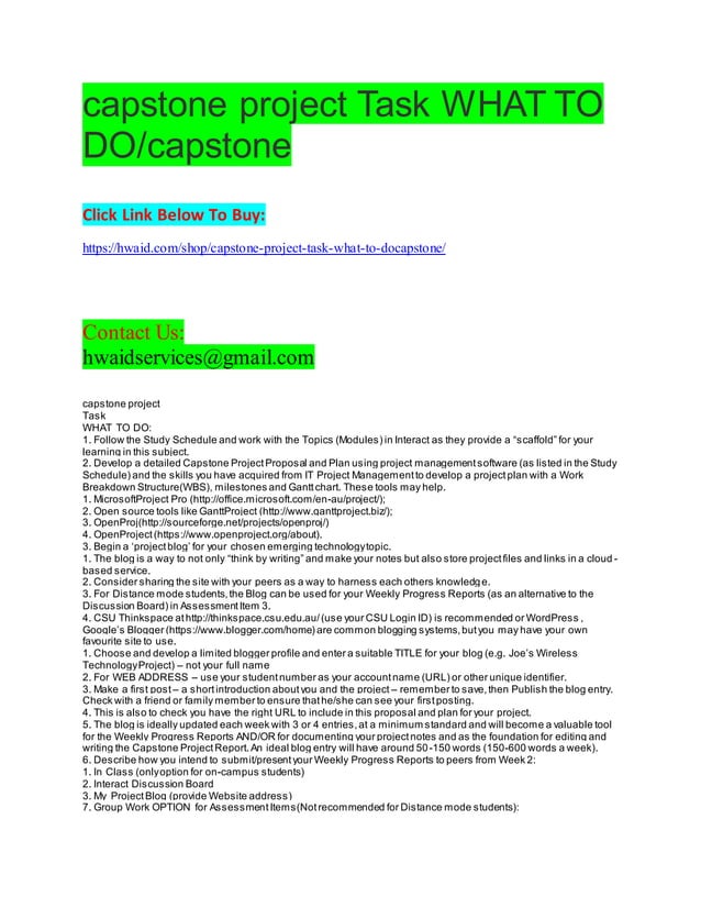 Capstone project task what to do capstone | PDF
