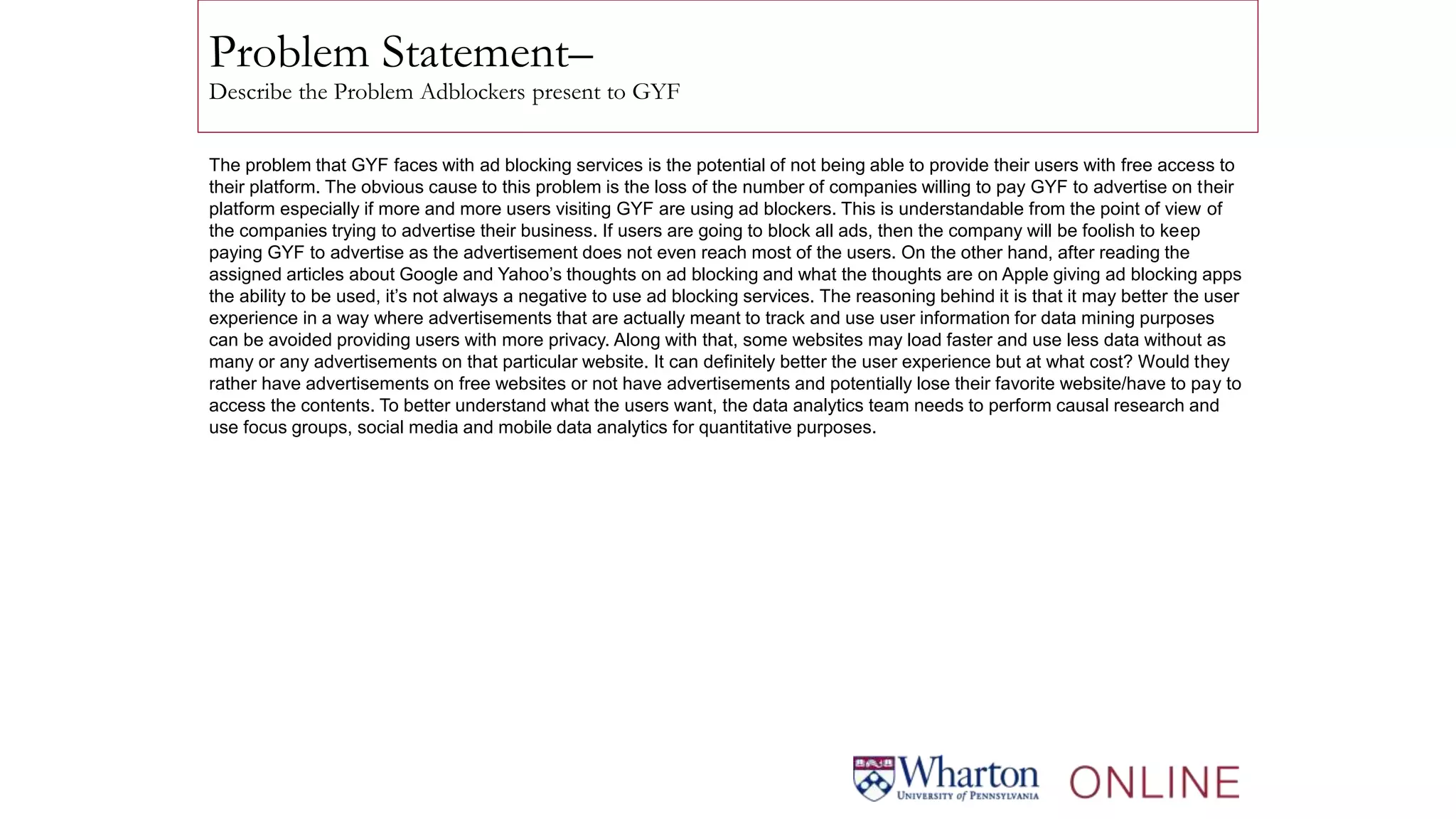 Wharton Business Analytics Capstone Project | PPTX