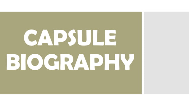 capsule biography ChatGPT A capsule biography is a succinct and focused ...