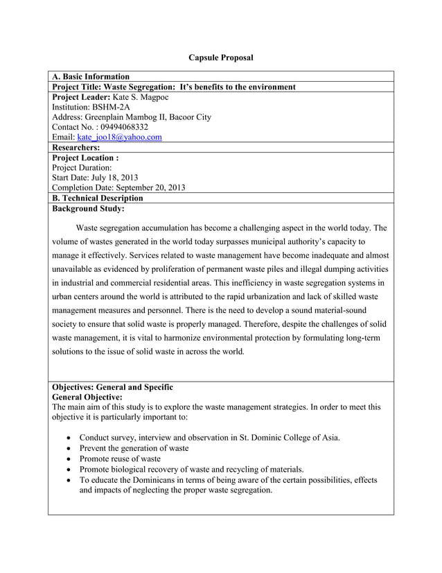 Capsule Proposal Capsule Proposal