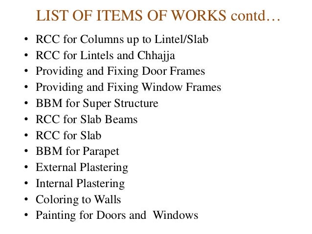 Items Of Construction