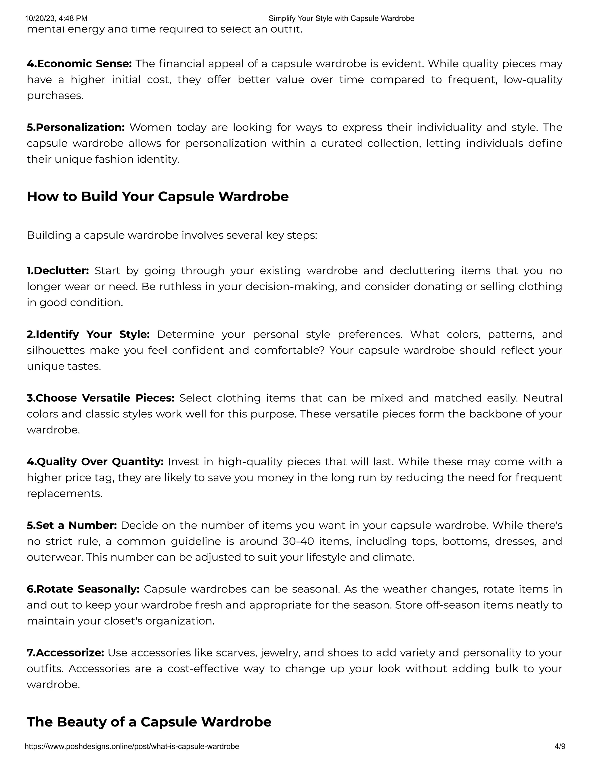 Simplify Your Style with Capsule Wardrobe | PDF