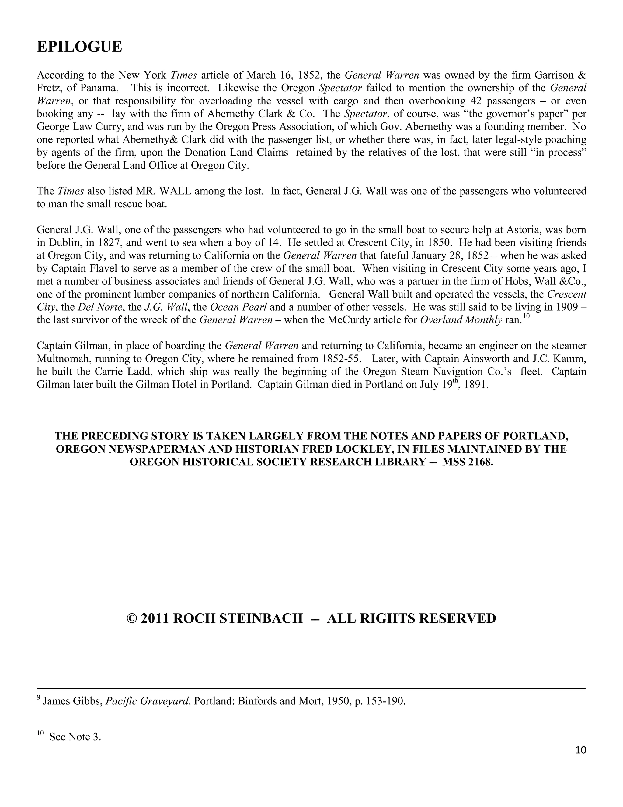 CAPT. GEO FLAVEL -- WRECK & PERIL OF THE GEN'L WARREN -- LONG FORM | PDF