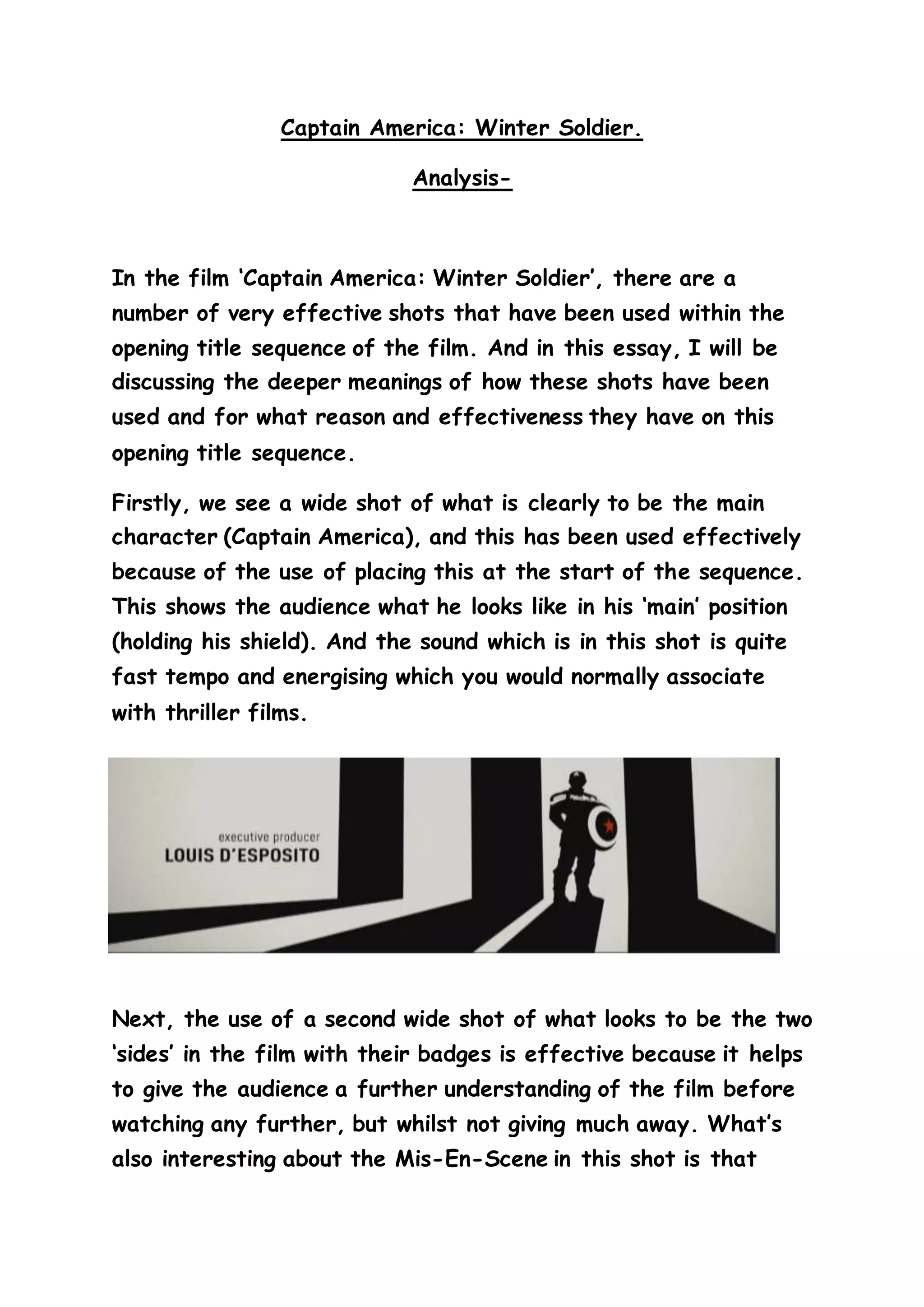 Captain America: Winter Soldier analysis. | DOCX