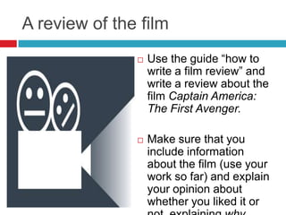 Captain America case study for WJEC GCSE Film Studies paper 1 | PPTX