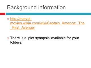 Captain America case study for WJEC GCSE Film Studies paper 1 | PPTX