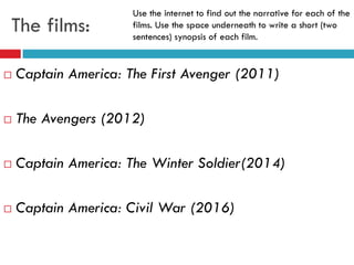 GCSE Film Studies Captain America First Avenger: A Scheme of Work and ...