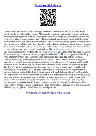 Captains Of Industry Essay | PDF