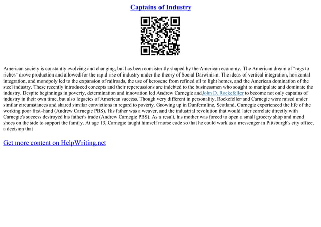 Captains Of Industry Essay | PDF | Large Business | Business