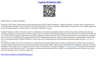 Captains Of Industry Essay | PDF
