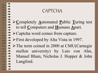 Captcha & its types | PPTX