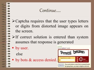 Captcha & its types | PPTX | Computing | Technology & Computing