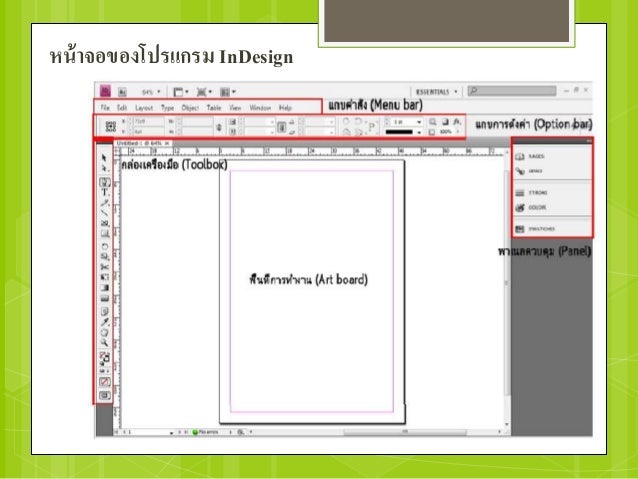 หน้าจอของโปรแกรม InDesign