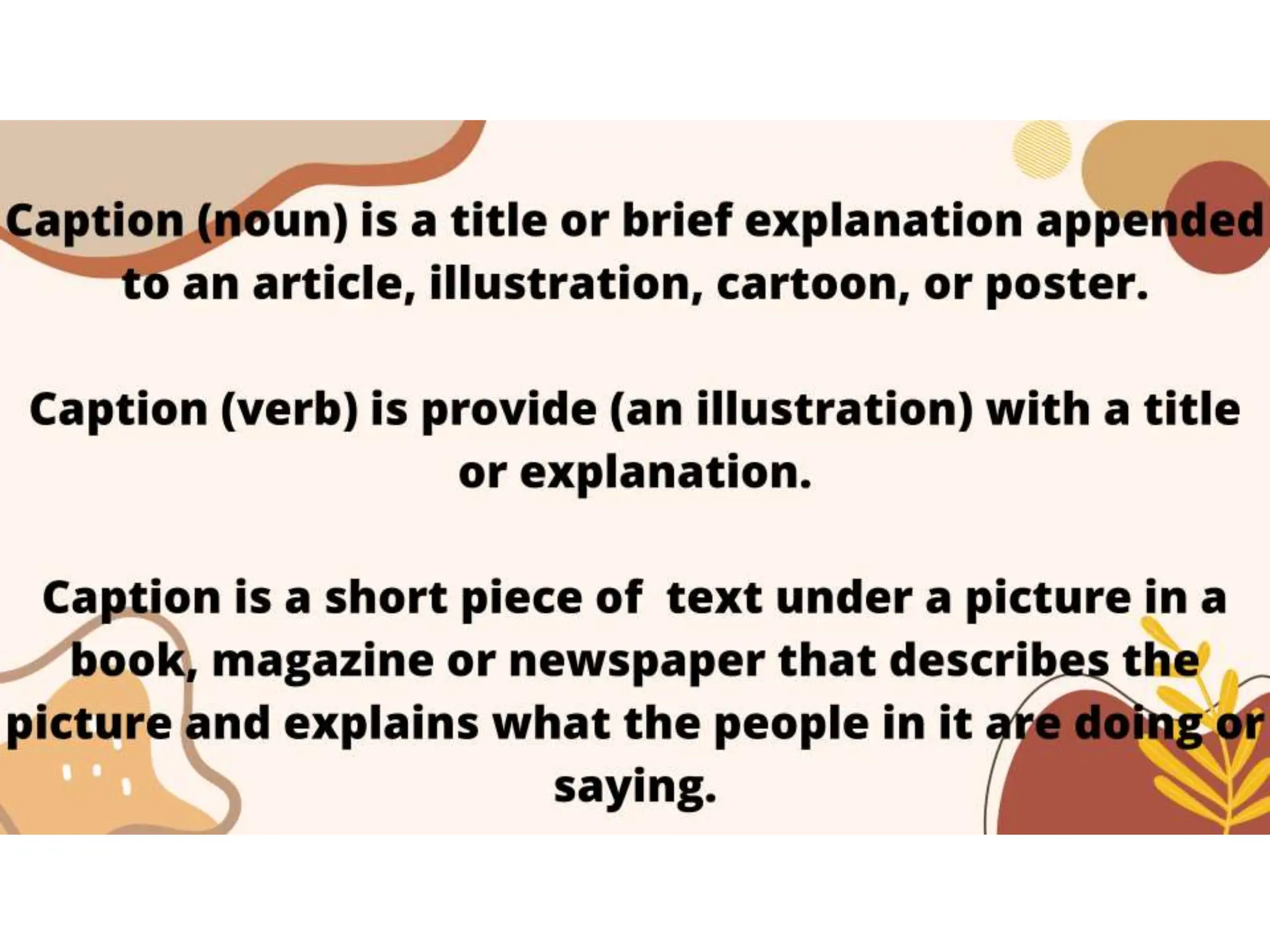 Definition, Social Function, Language Features, Types of Caption | PPTX