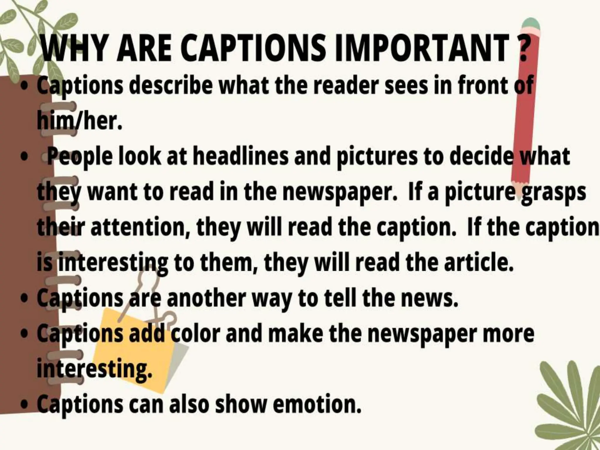 Definition, Social Function, Language Features, Types of Caption | PPTX