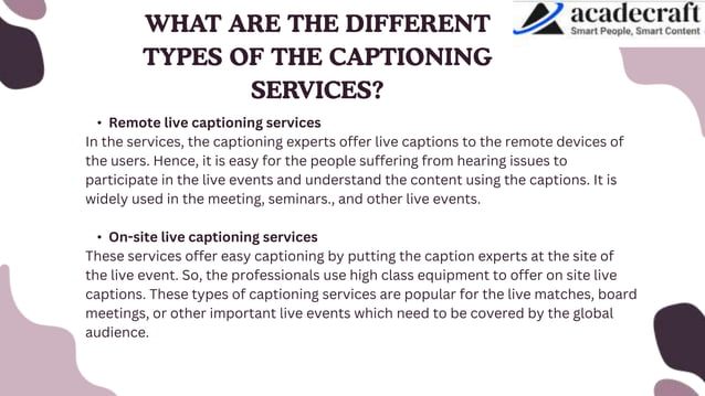 Captioning services- What are these, types, and key advantages.pptx | Technology & Computing