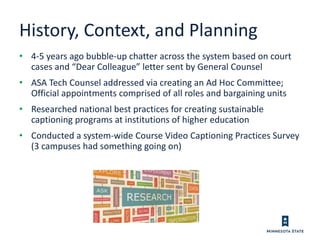 Sustainable Campus-Wide Captioning Practices to Support Course Videos – Is this Really Possible ...