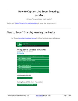 Captioning Zoom meetings using the PowerPoint subtitles feature for Windows and Mac | PDF ...