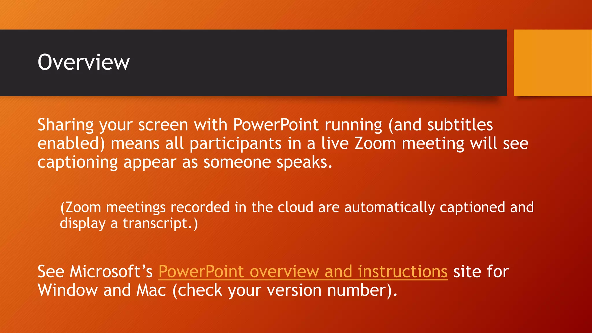 Captioning Zoom meetings using the PowerPoint subtitles feature for ...