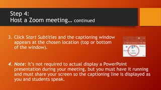 Captioning Zoom meetings using the PowerPoint subtitles feature for Windows and Mac | PPTX