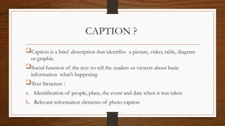 MATERI CAPTION DI KELAS XII UNTUK JENJANG SEKOLAH MENENGAH KEJURUAN | PPTX