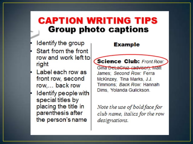 Captions review | PPT