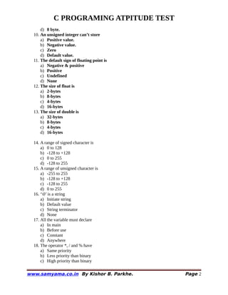 C aptitude 1st jan 2012 | PDF